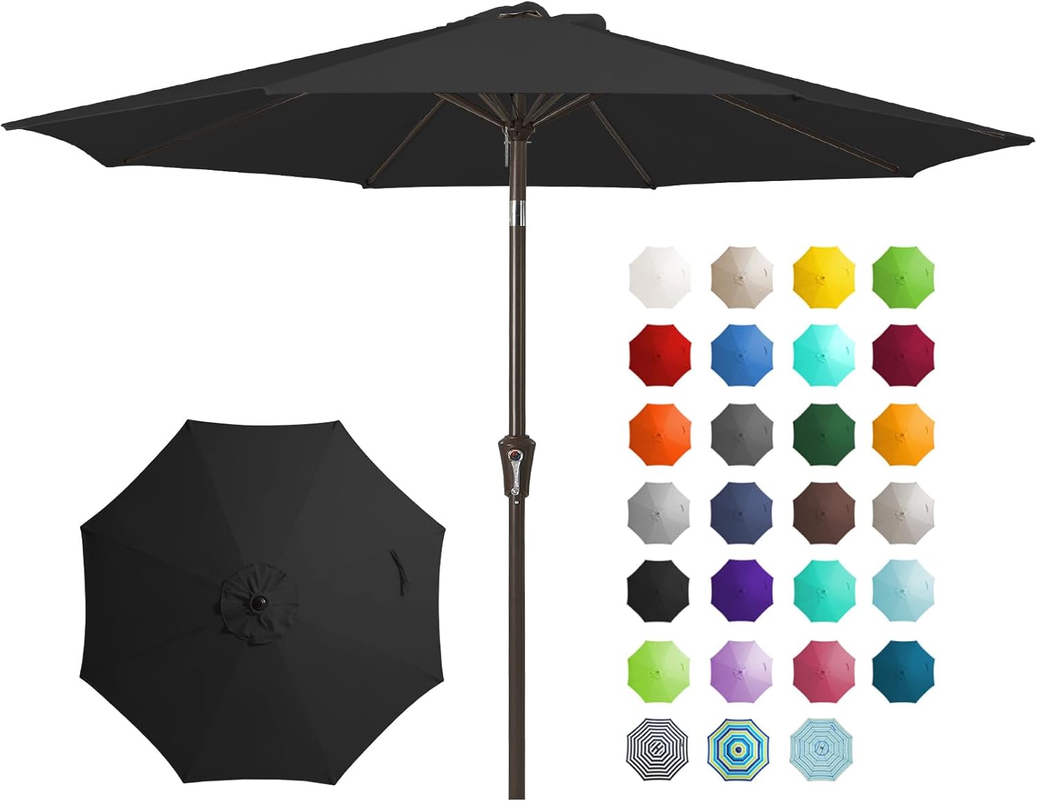 9ft Outdoor Patio Umbrella Outdoor Table Umbrella with Button Tilt and ...