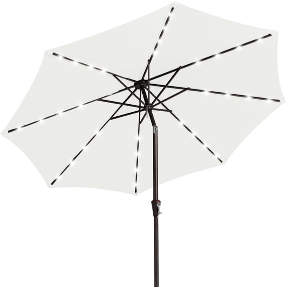 9ft Outdoor Patio Umbrella With Solar Lights Led Lighted Pool Tilt And ...