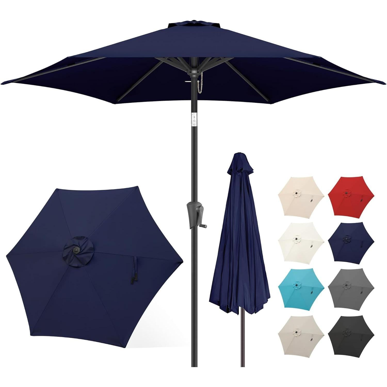 9ft Patio Umbrella - 2 Tiers Outdoor Umbrella with Push Button Tilt and ...