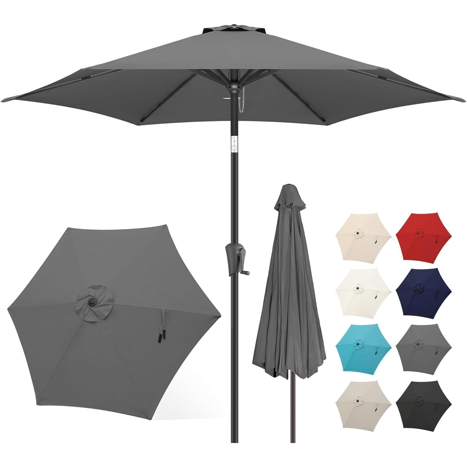 9ft Patio Umbrella - 2 Tiers Outdoor Umbrella with Push Button Tilt and ...