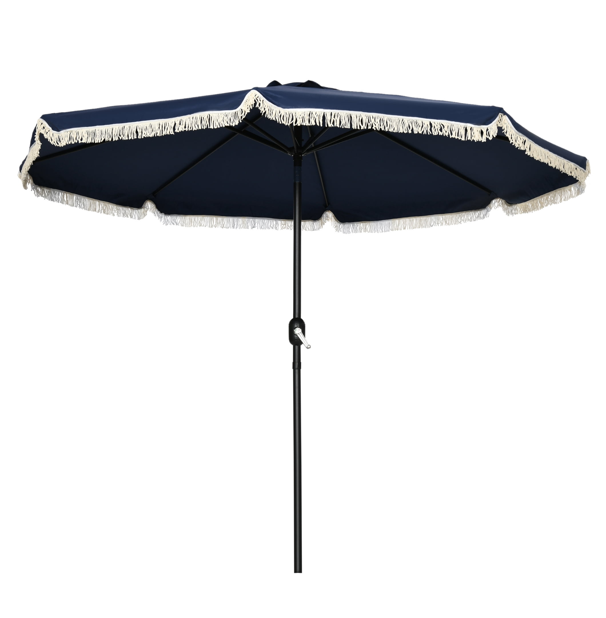 9ft Patio Umbrella Outdoor - Tilt & Crank, Ruffled Design, 8 Ribs ...