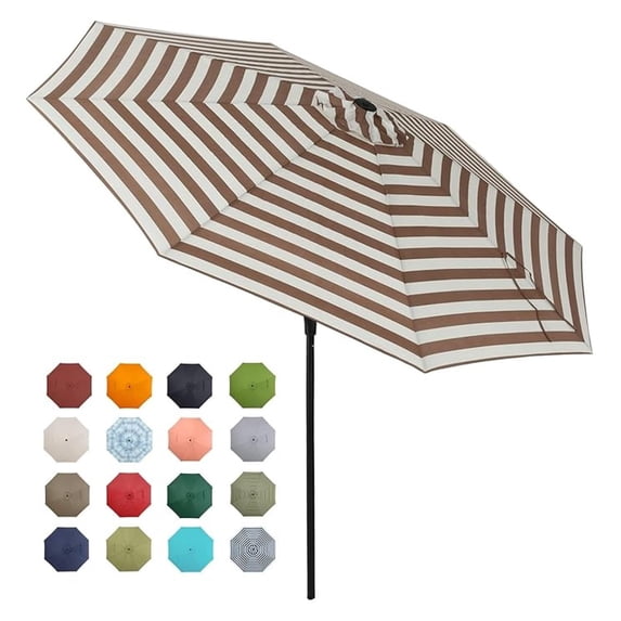 9ft Patio Umbrella Outdoor, Tilt & Crank Sun Protection, Fade Resistant ...