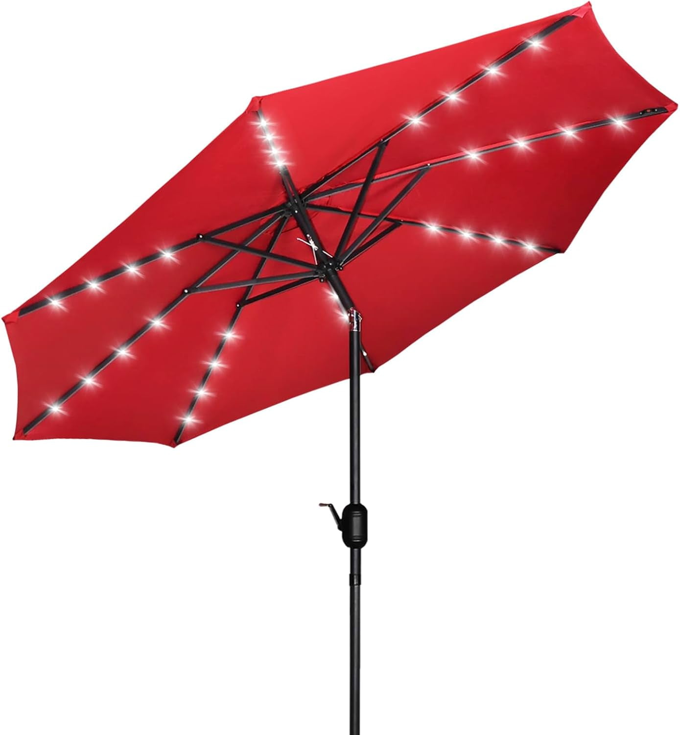 9ft Patio Umbrella with Solar Lights, 32 LED Lighted Table Umbrella ...