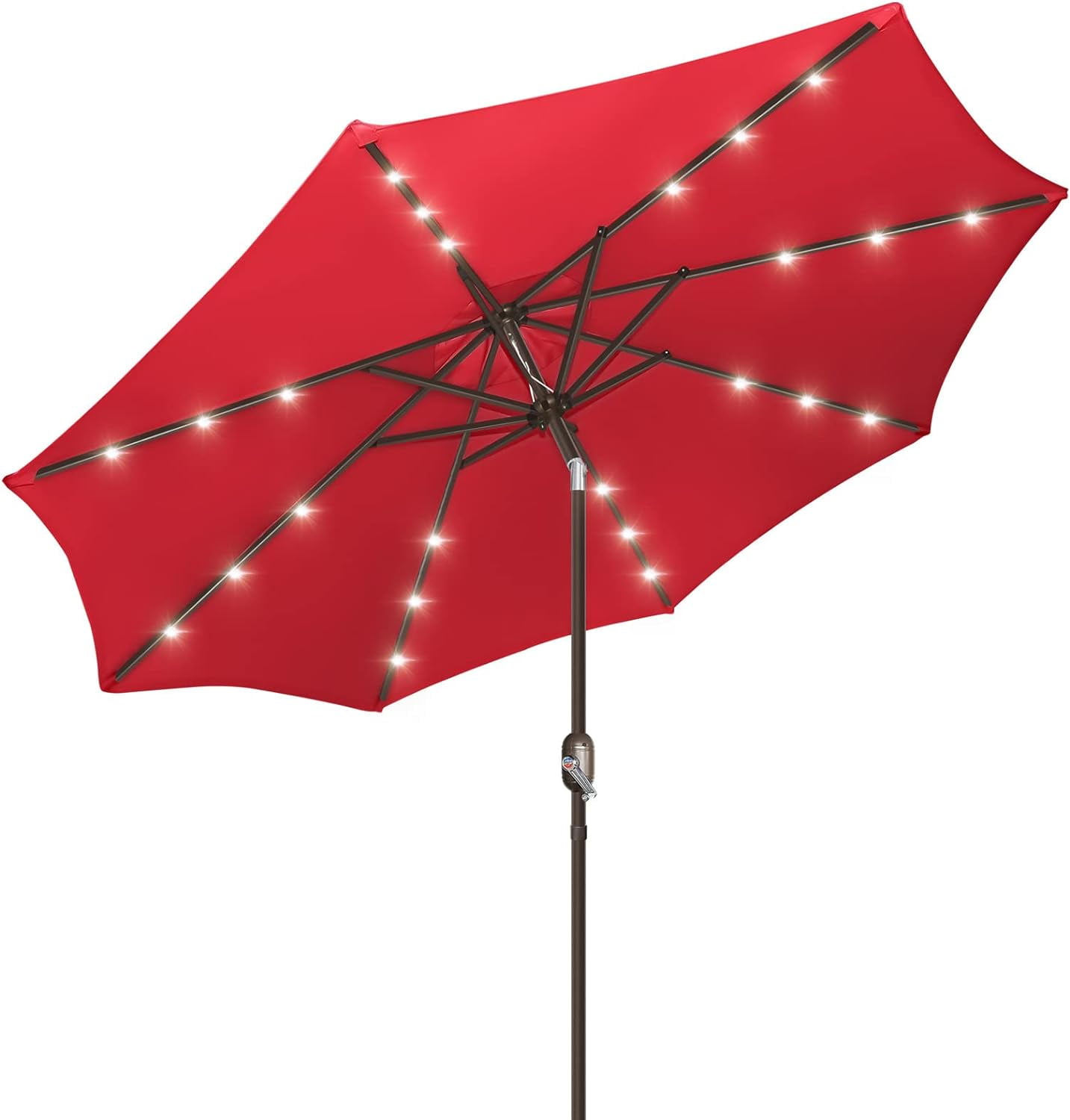 9ft Patio Umbrella with Solar Lights, Outdoor Umbrella with 24 LED ...