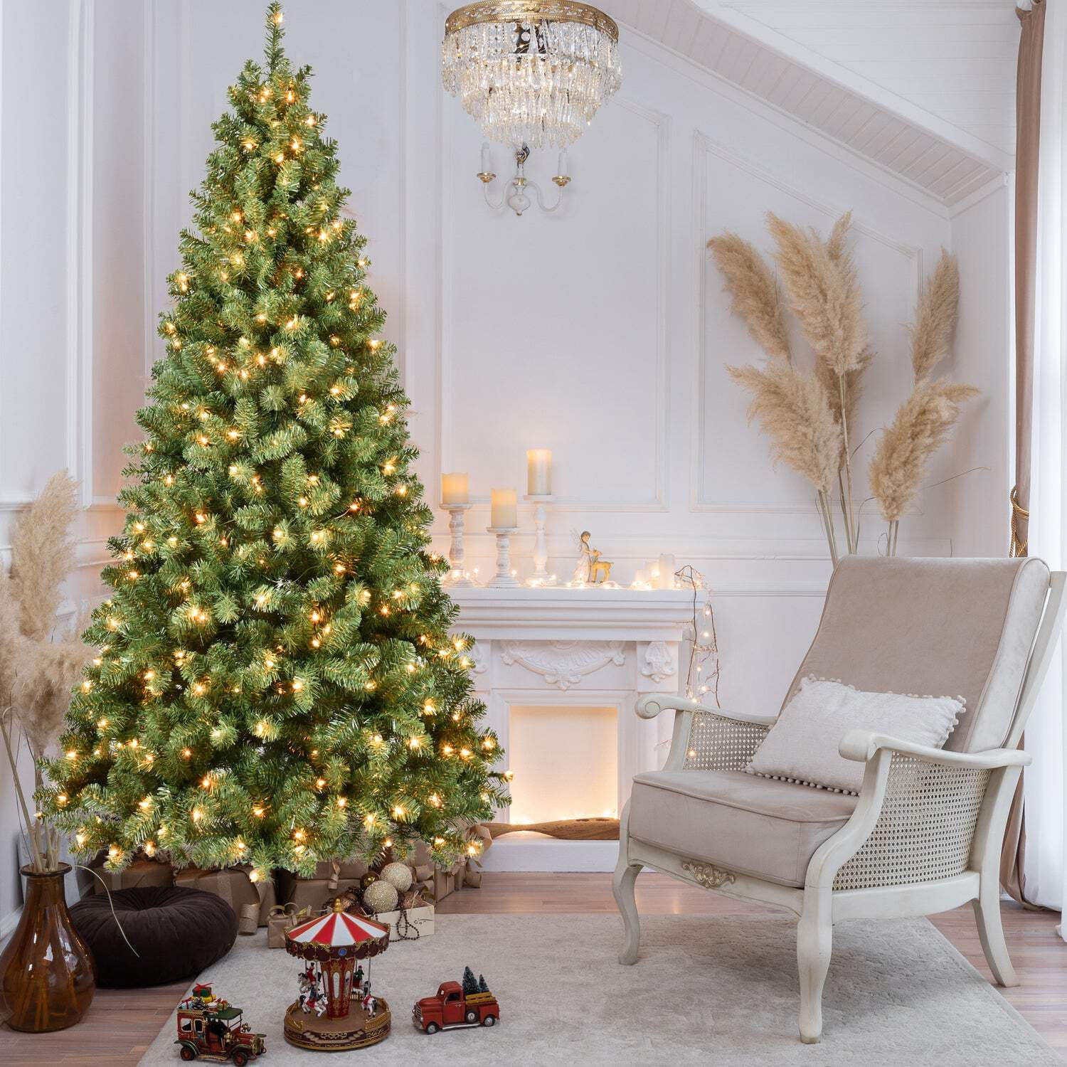 9ft Pre-Lit PVC Christmas Tree with 650 UL Lights, 1930 Tips, Auto ...