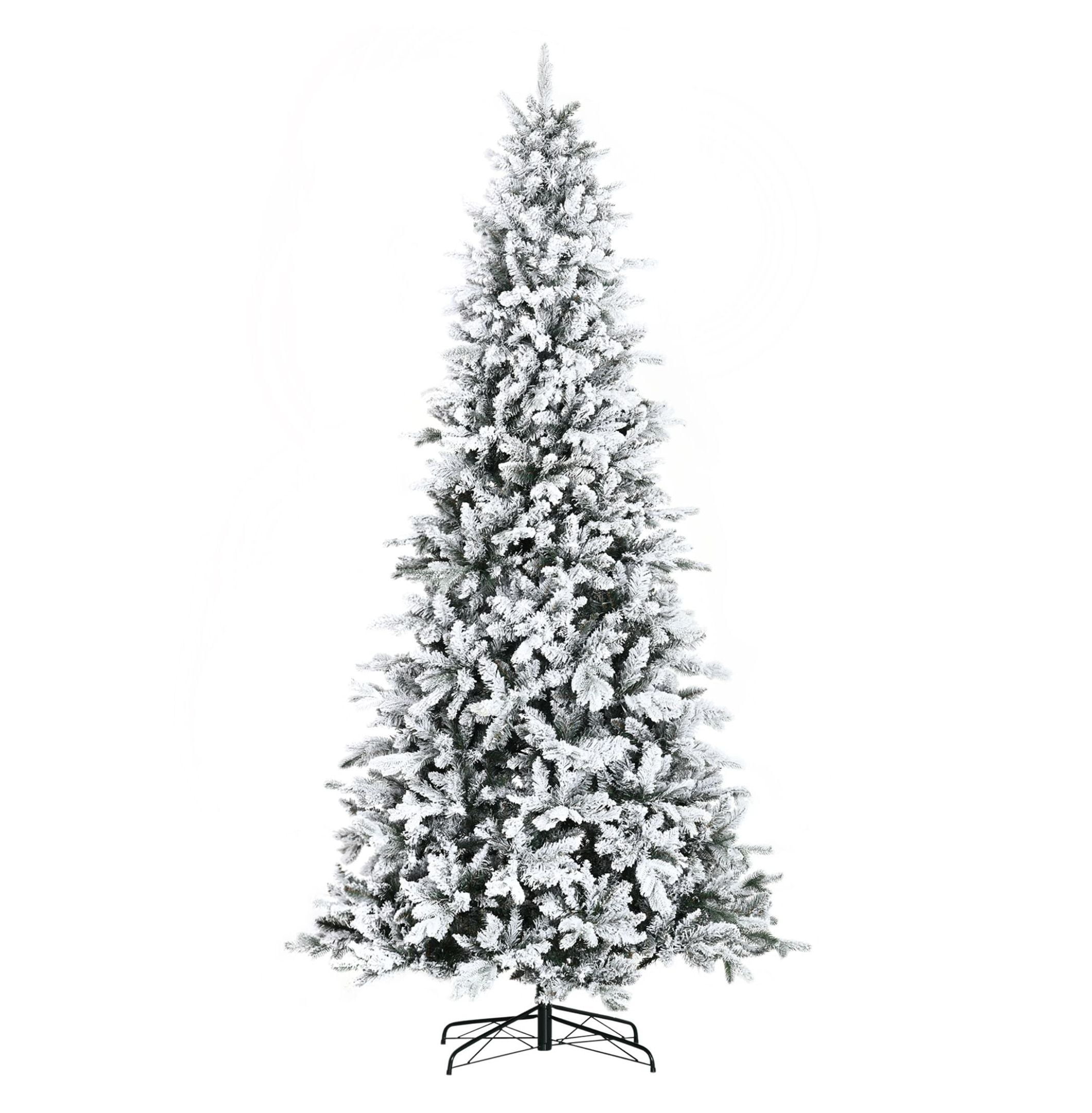 9ft Snow Flocked Christmas Tree, Artificial Pine Tree with 2068 Tips ...