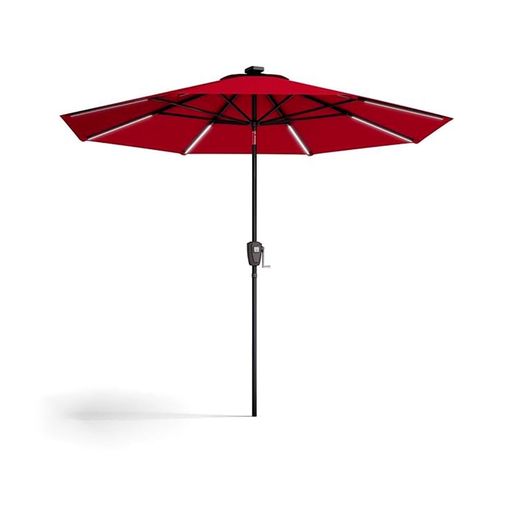 9ft Solar LED Light Patio Umbrella, Outdoor Tilt Sunbrella with Hand ...