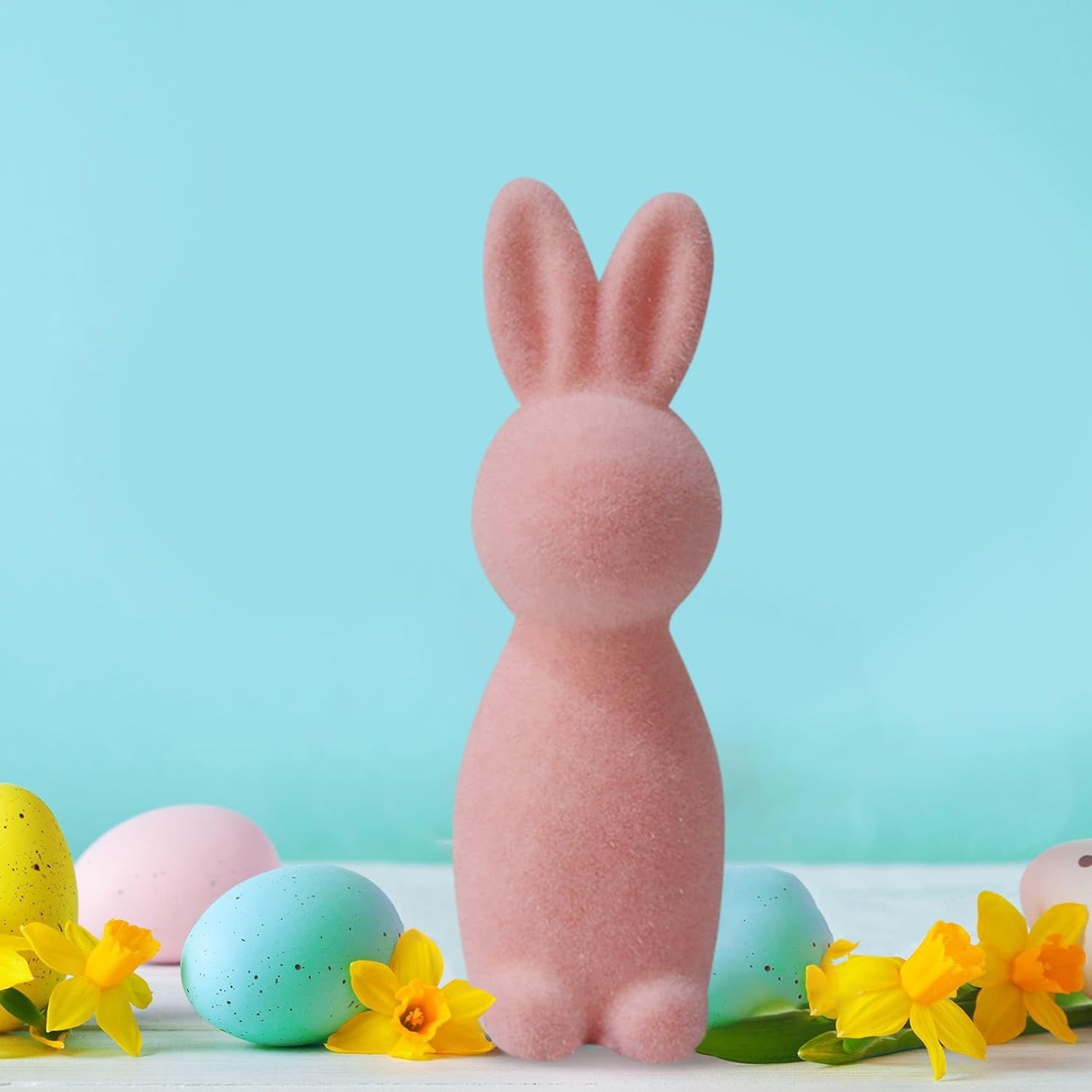 9in Adorable Foam Easter Bunny Figurines Standing Simulation Short-Pile ...