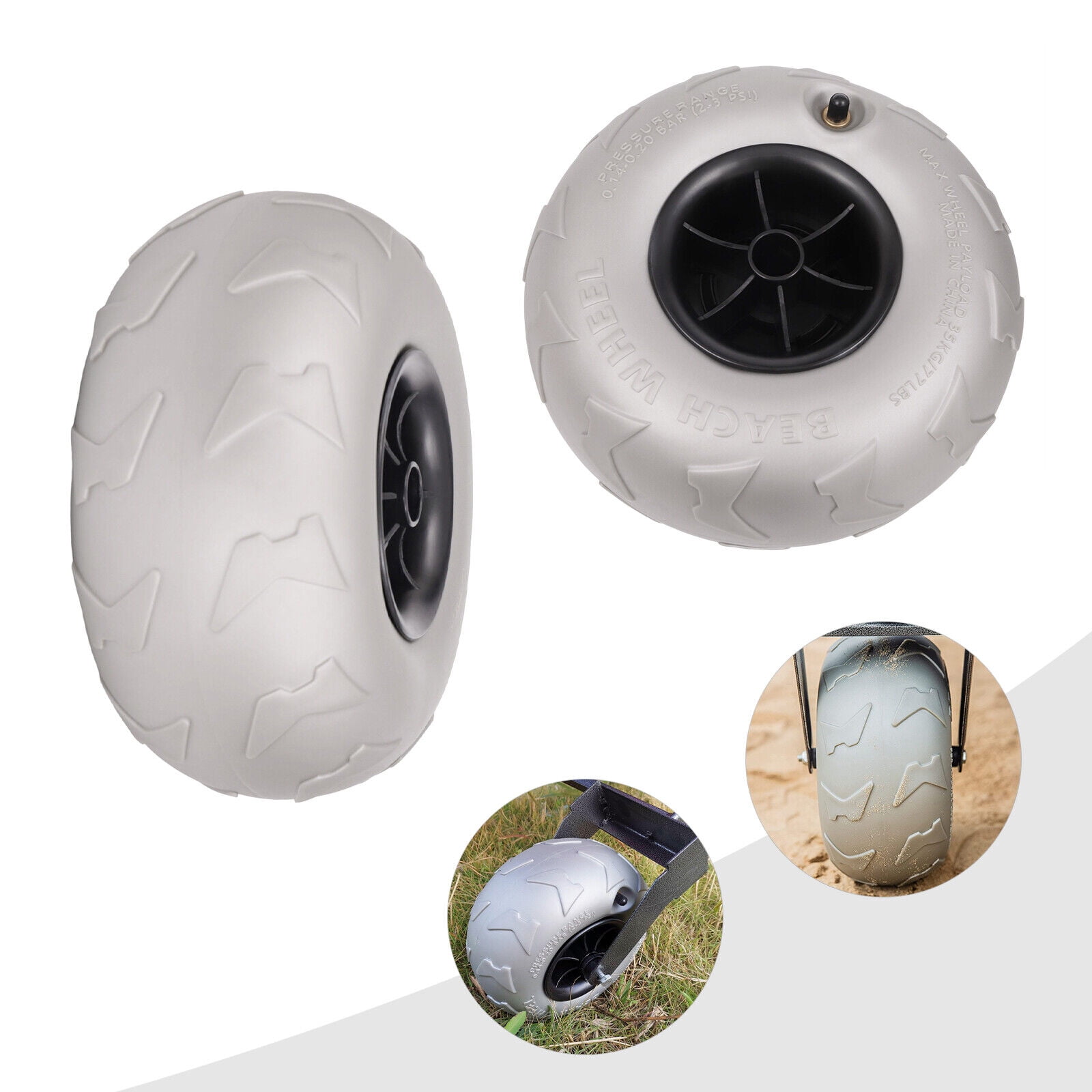 9in Beach Cart Wheels Inflatable Wheels 2x Replacement Balloon Beach ...