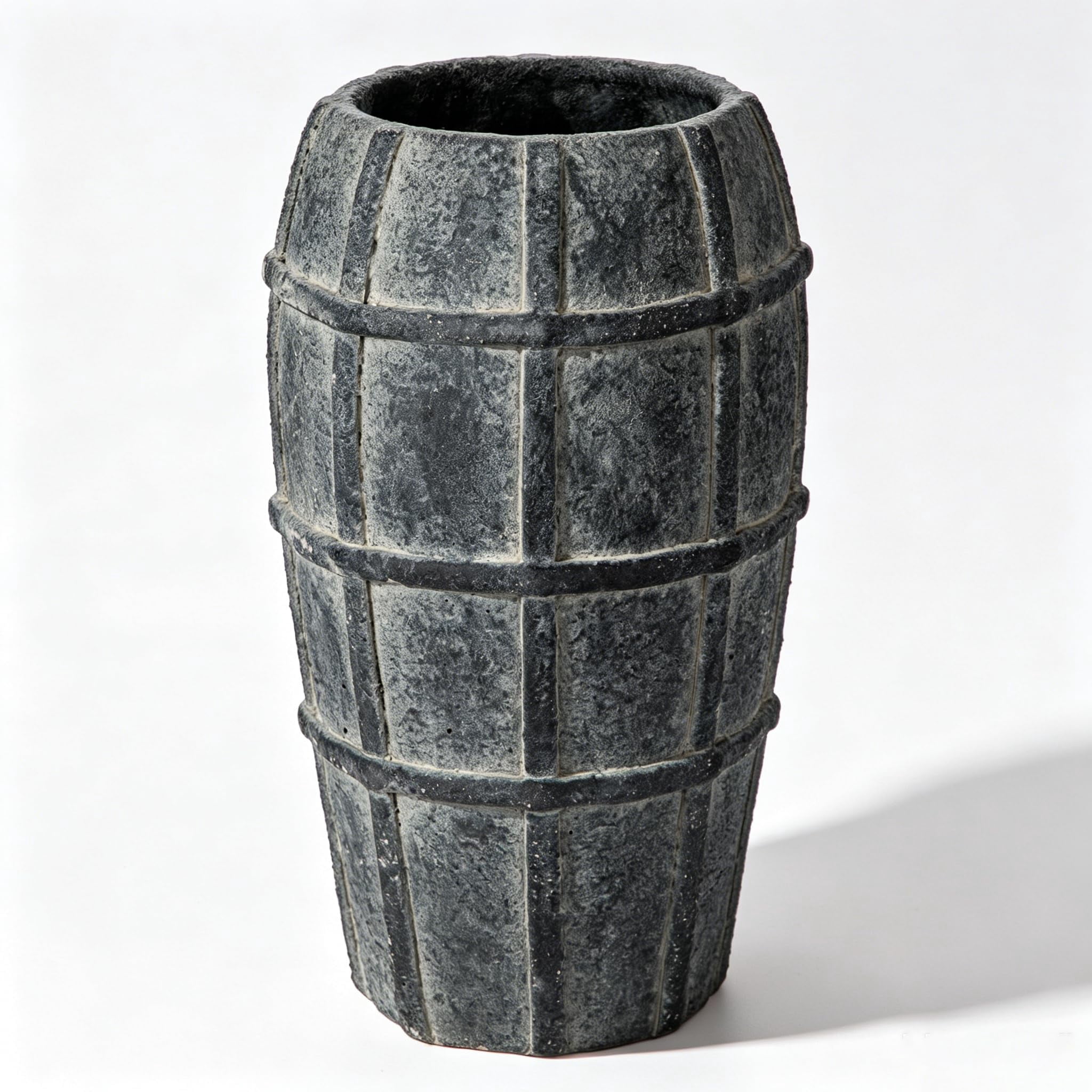 9in Blue Ceramic Vase, Farmhouse Textured Gridded Design for Home Decor ...