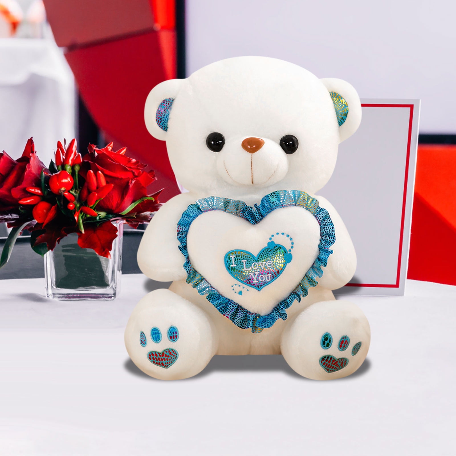 9in Heart-Holding Bear Plush Toy - Huggable Soft Texture without Lights ...