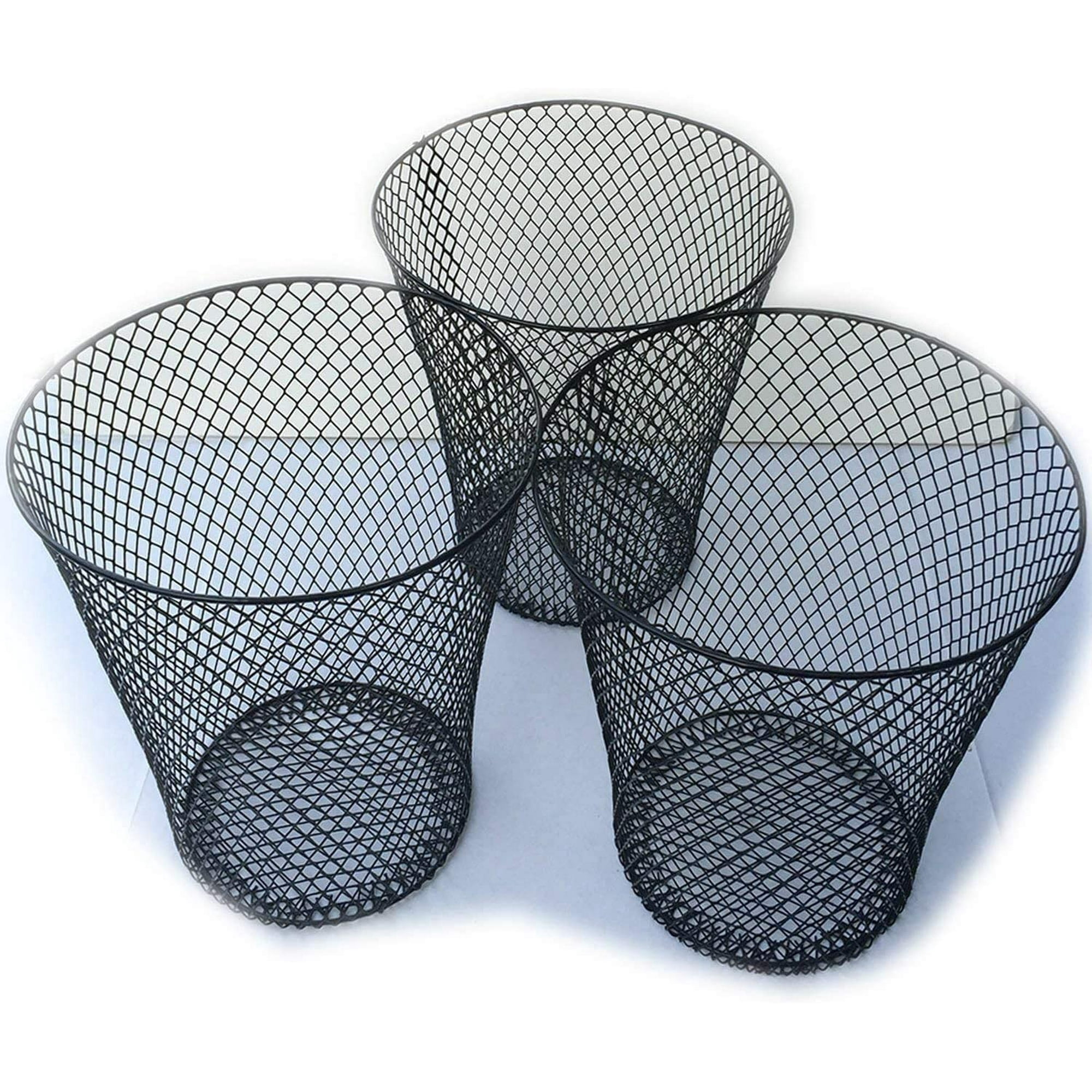 9in Tall Wire Mesh Waste Basket, Small Round Open Top Wastebasket ...