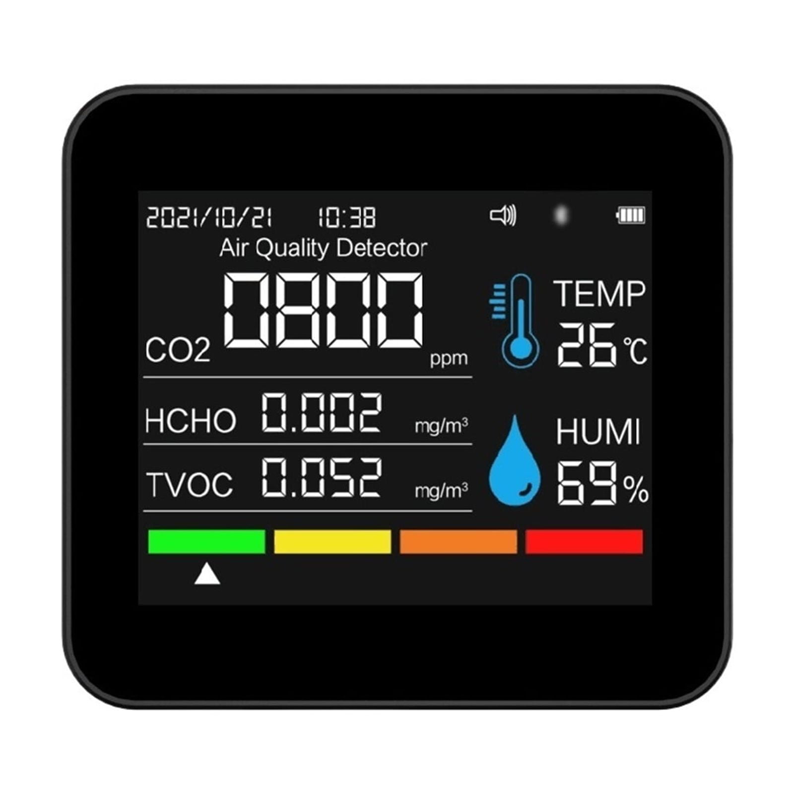 9in1 Air Quality Monitor CO2 Meter Carbon Dioxide Detector TVOC HCHO PM2.5 PM1.0 PM10 ...