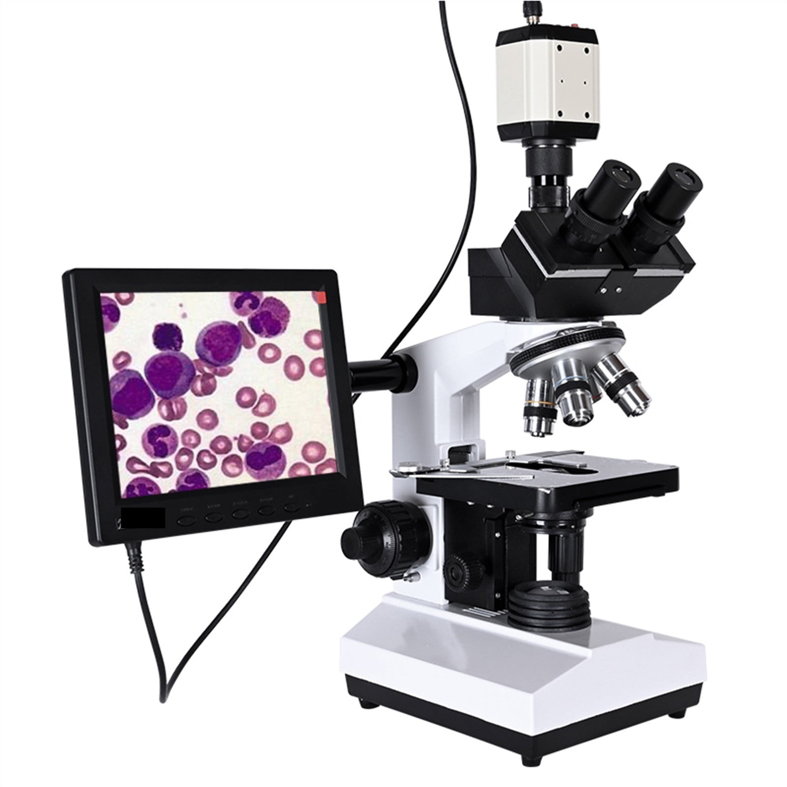 9inch LCD Professional Lab Biological HD Trinocular Microscope Zoom ...