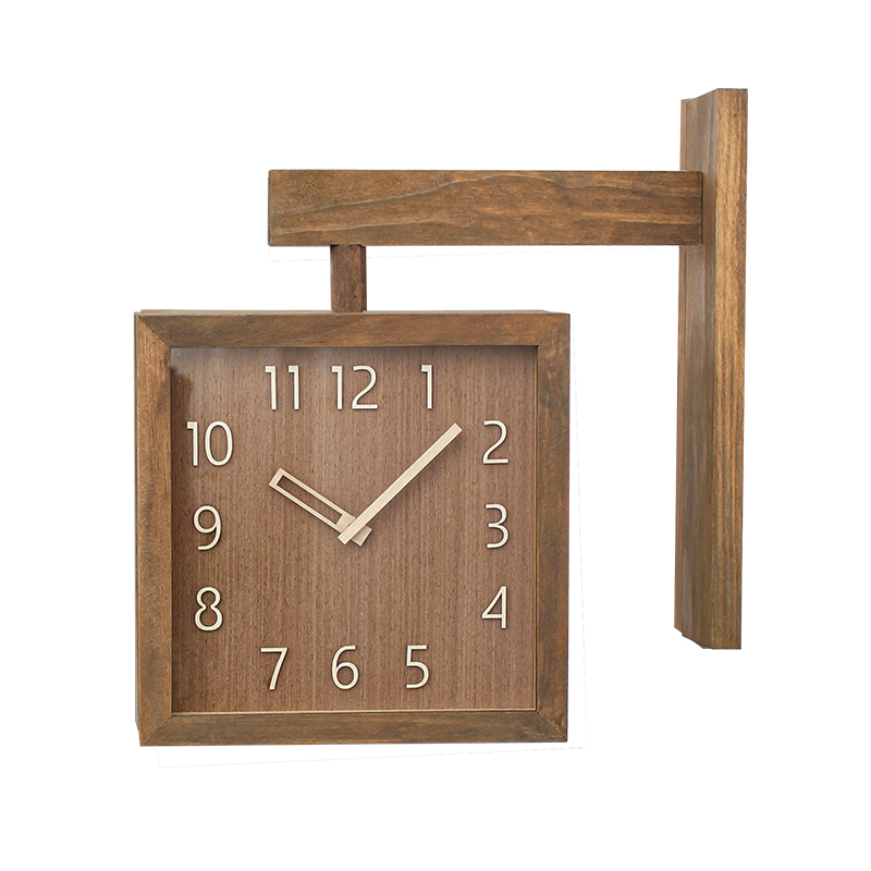 9jqs Clock Solid Wood Double-Sided Wall Clock Living Room Home ...