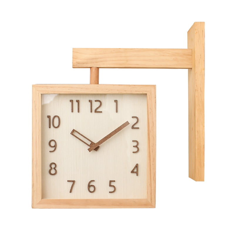 9jqs Clock Solid Wood Double-Sided Wall Clock Living Room Home ...