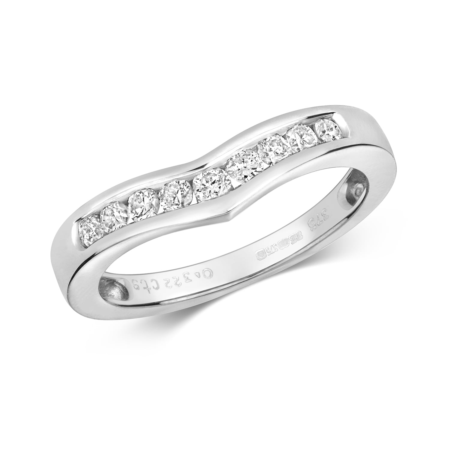 9k White Gold Women Diamond Wishbone Ring Brilliant Cut 0.33 Carat H ...