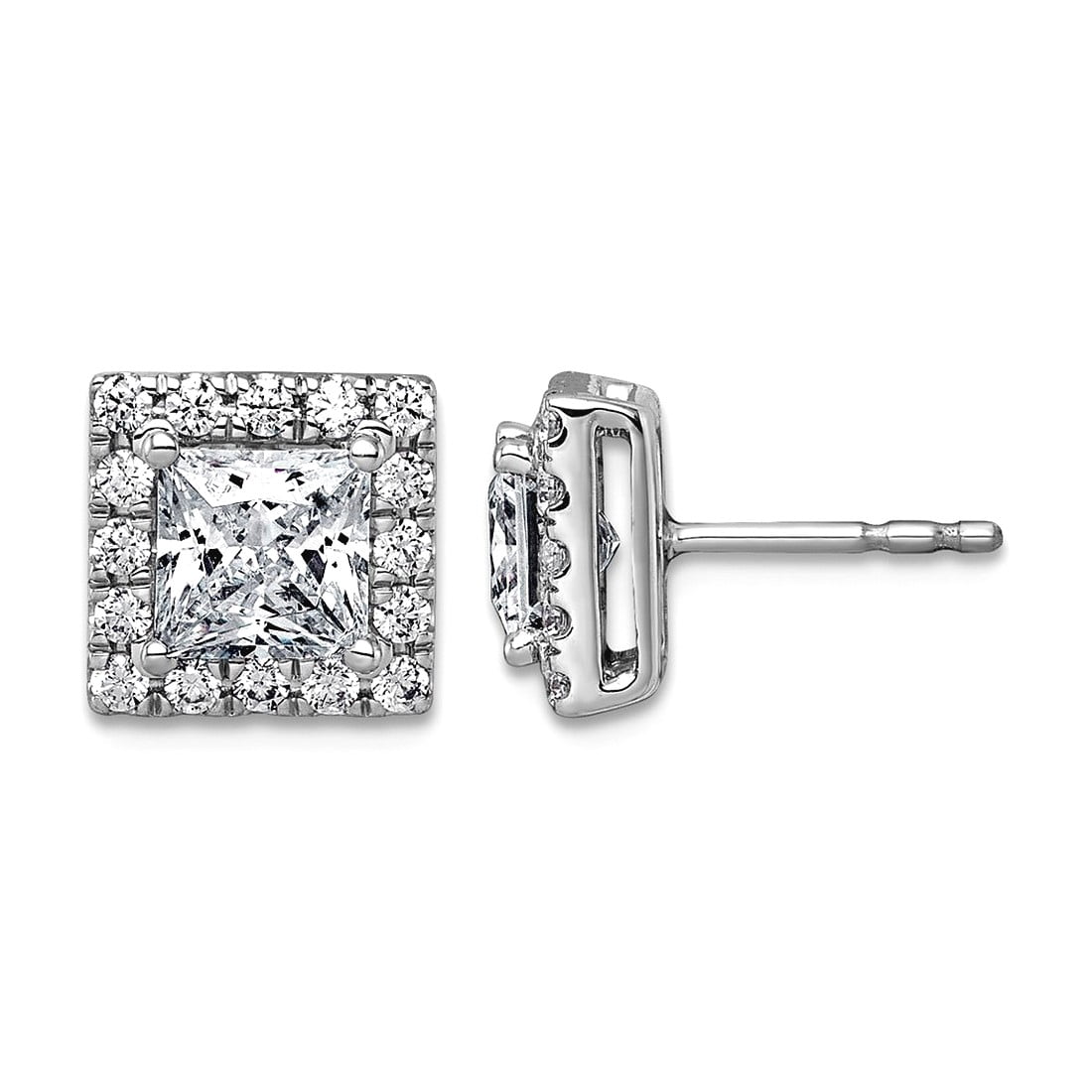 9mm 14k Solid White Gold 2 1/2ct Lab Grown Diamond VS+ F+ Princess Halo ...
