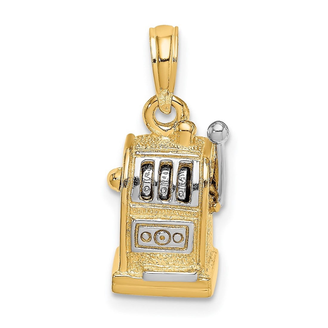 9mm 14k Two tone Gold 3 d Slot Machine Moveable Handle Charm - Jewelry ...