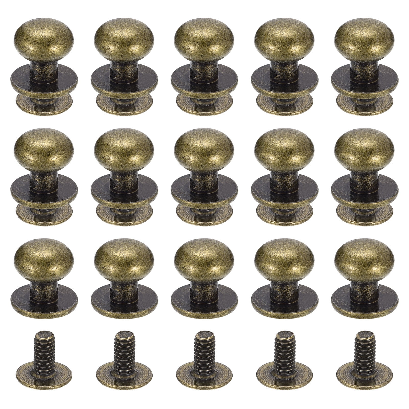 9mm Ball Head Stud Rivets Screw Back, 15Pack Round Head Button Nipple ...