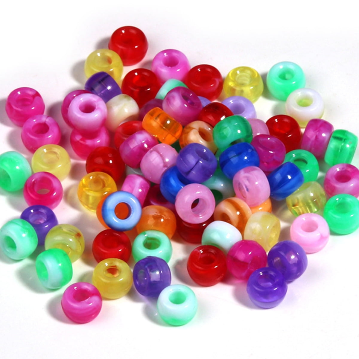 9mm Beads for Jewelry Making, Multi-Colored Pony Beads for Hair Braids ...
