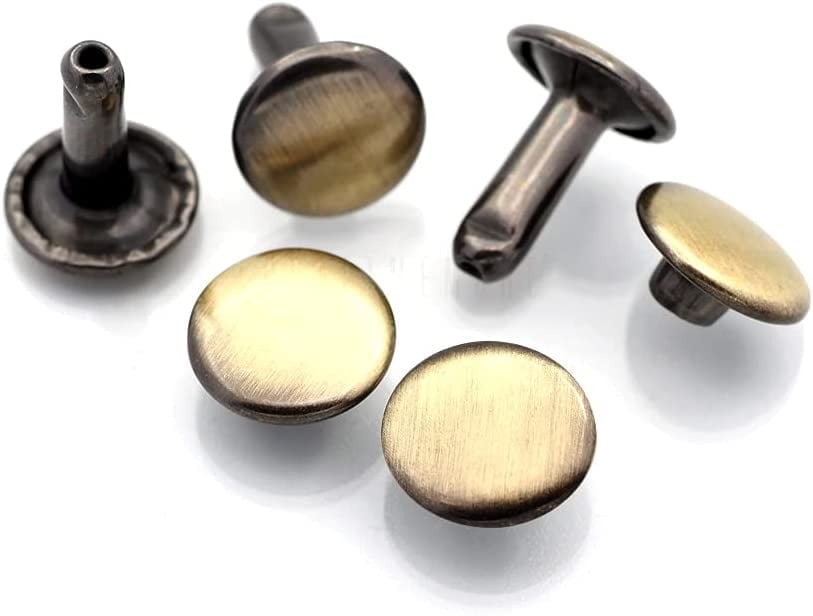 9mm Cap x 10mm Post Leather Rivet Double Cap Rivets Tubular Metal Rapid ...