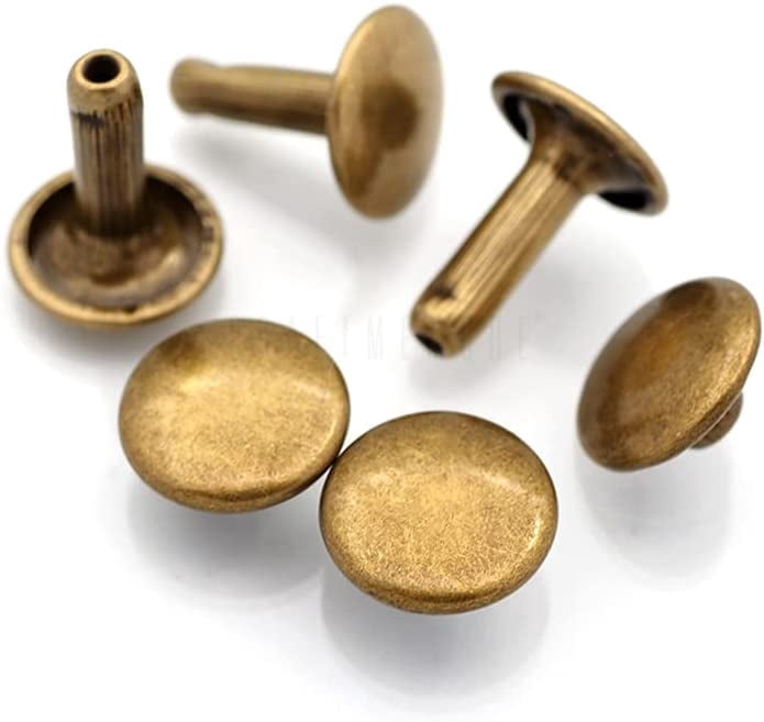 9mm Cap x 12mm Post Leather Rivet Double Cap Rivets Tubular Metal Rapid ...