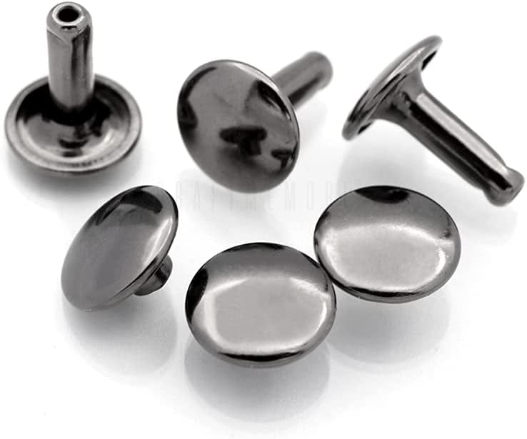 9mm Cap x 8mm Post Leather Rivet Double Cap Rivets Tubular Metal Rapid ...