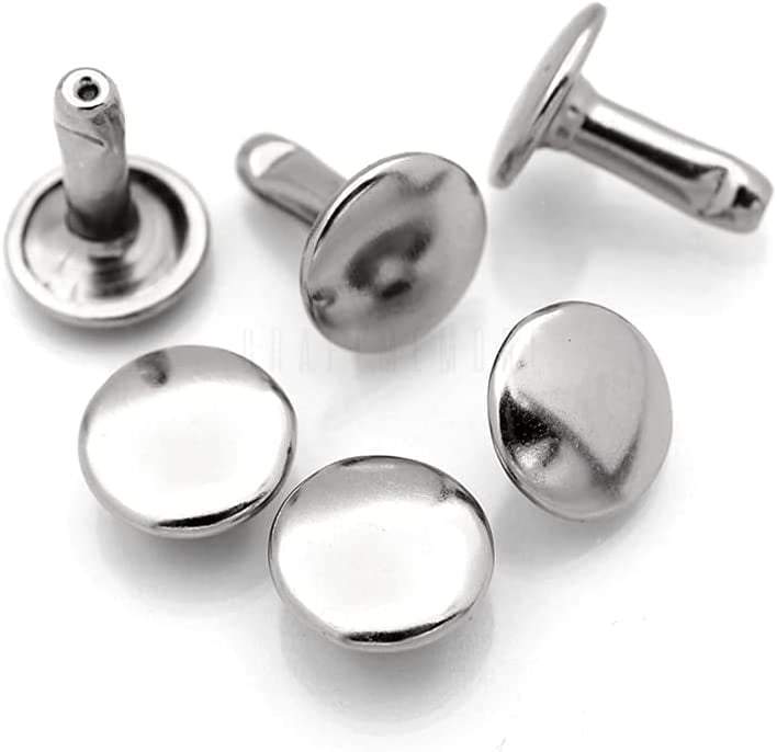 9mm Cap x 8mm Post Leather Rivet Double Cap Rivets Tubular Metal Rapid ...