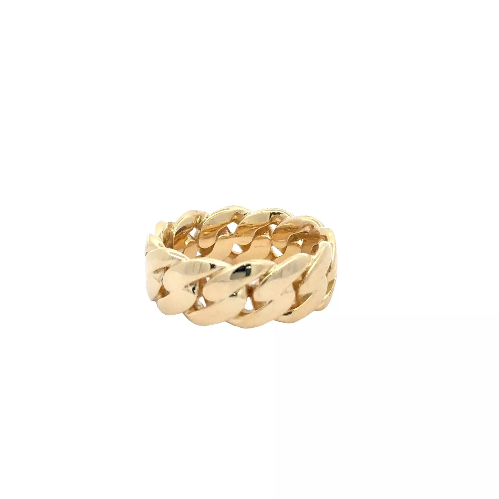 9mm Cuban Ring 14k solid yellow gold - Miami Cuban Link 14k - Walmart.com