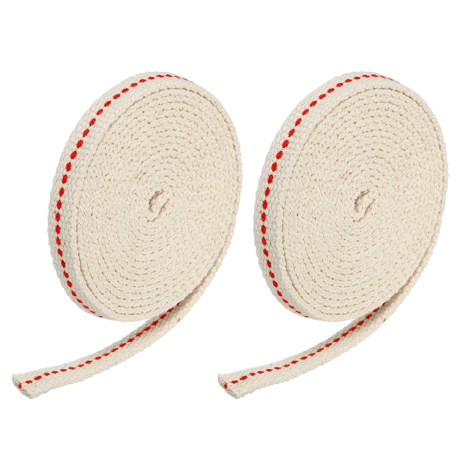 9mm Flat Wide 2 Meter/6.5Ft Long Cotton Oil Lamp Wick with Red Stitch ...