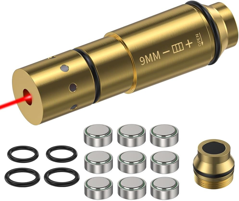 9mm Laser Training Cartridge for Dry Fire Training System Brass Shell with 3 Set Batteries for ...