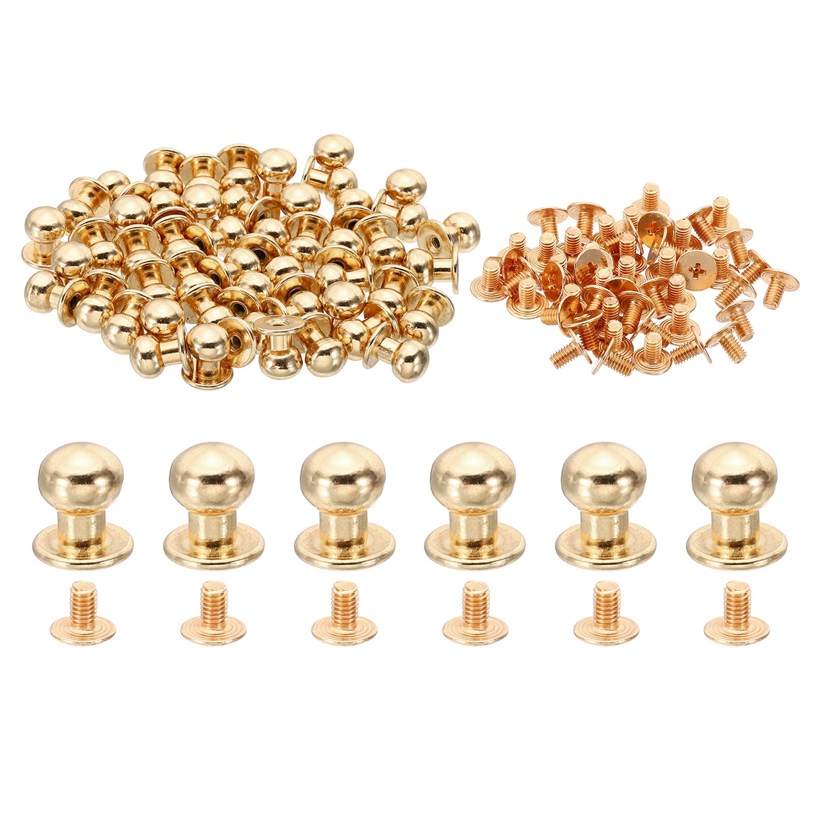 9mm Leather Rivets, 30 Sets Round Button Head Studs Metal Screw Studs ...