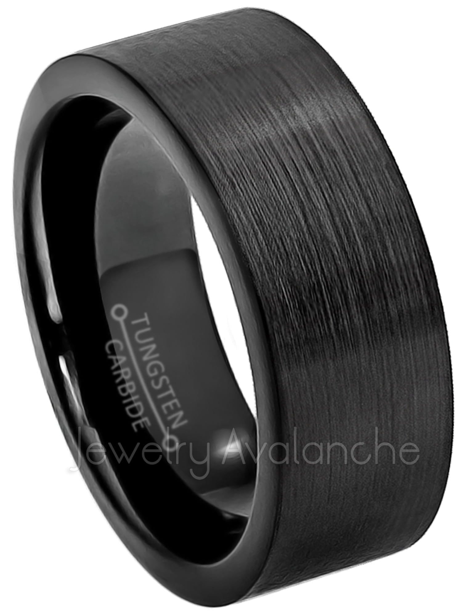 9mm Pipe Cut Tungsten Ring - Brushed Finish Black IP Comfort Fit ...
