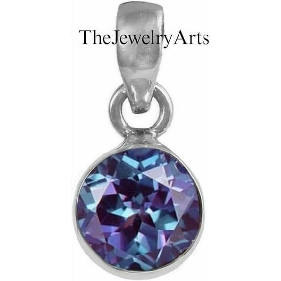 9mm Round Cut Lab-Created Alexandrite Necklace – Color-Change Gemstone ...