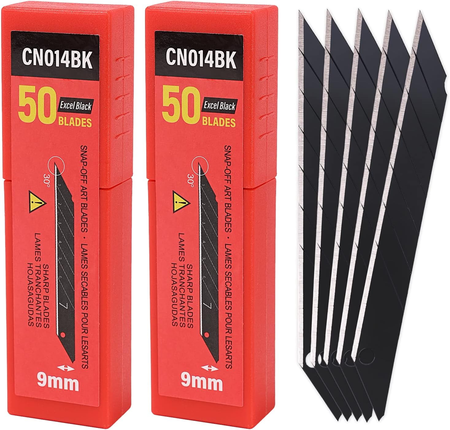 9mm Utility Knife Replacement Blades,30 Degree Snap Off Carbon Steel Blades for Retractable ...