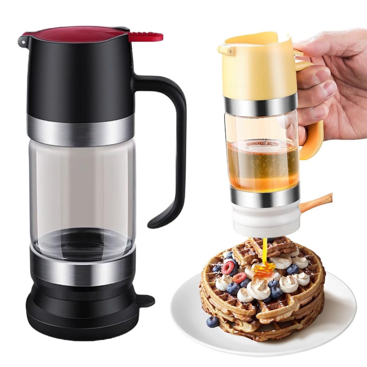 9oz no-drip glass honey dispenser with handle, maple syrup jar for ...