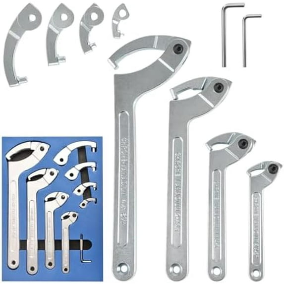 9pc Adjustable Spanner Wrench Set - Hook Type Wrenches Set with ...