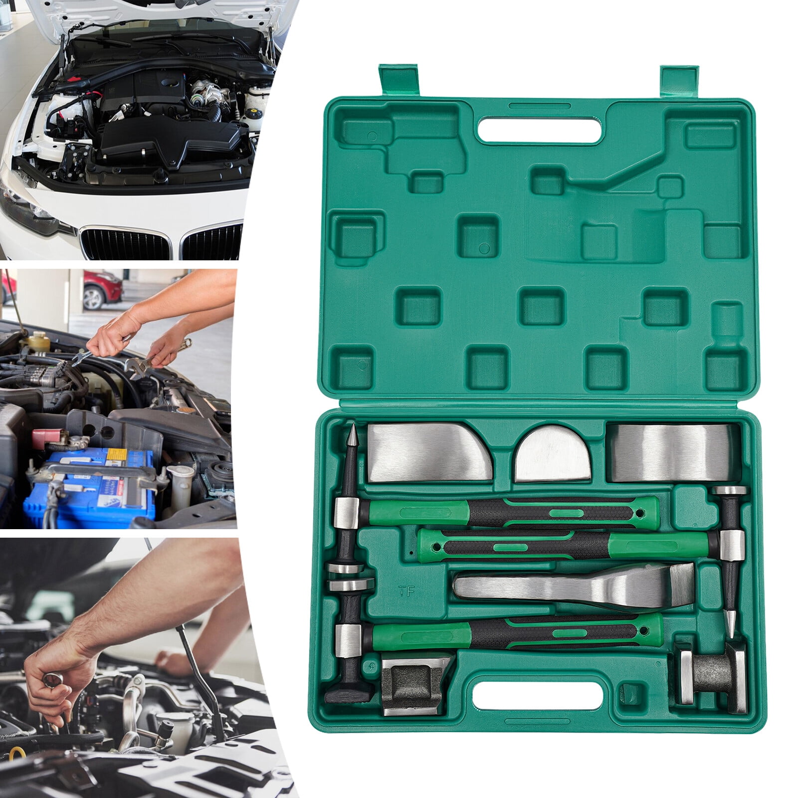 9pc Auto Body Repair Tool Set, Sheet Metal Fender Hammer & Dolly Kit ...