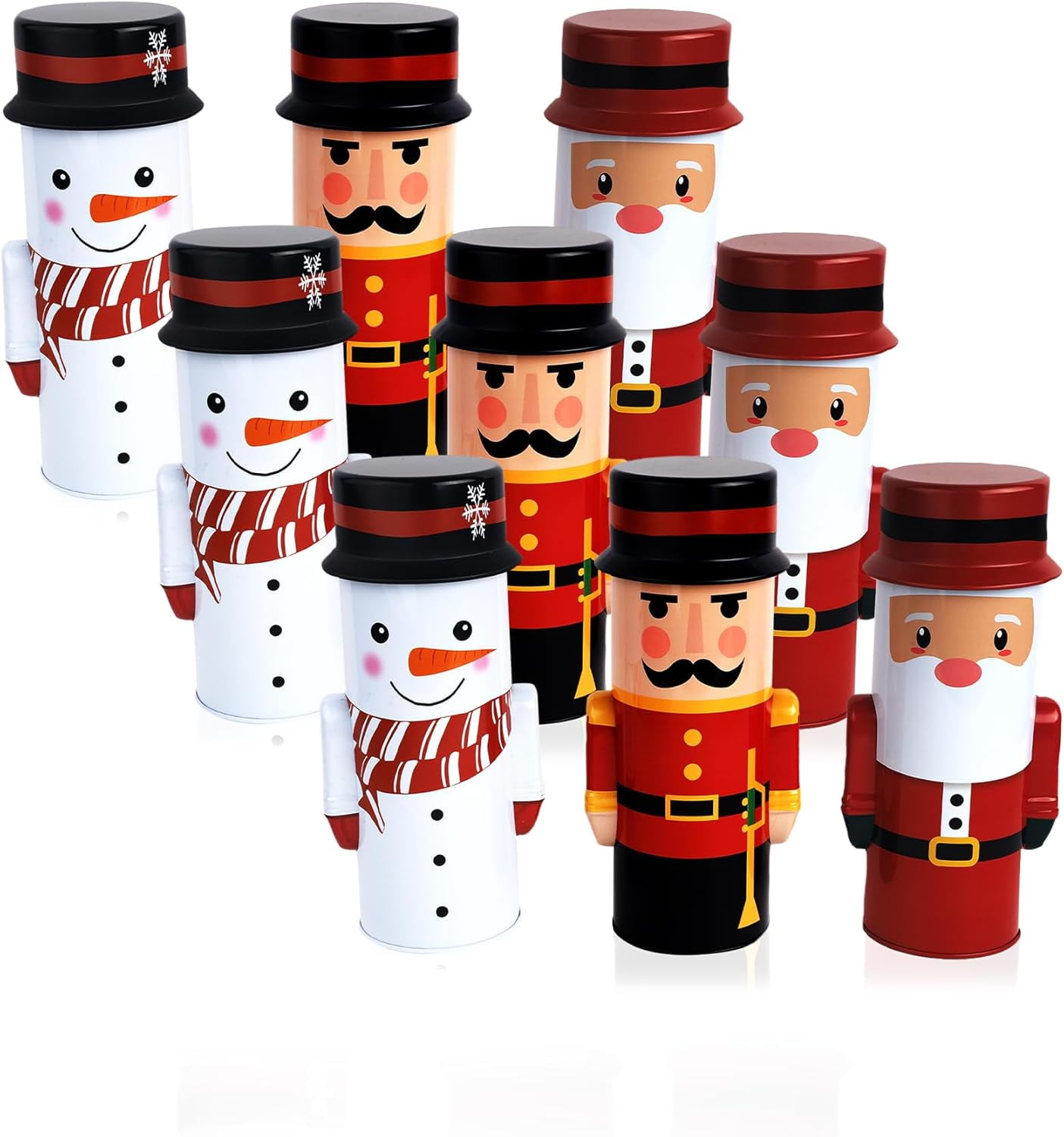 9pc Christmas Characters Novelty Shaped Tin Canisters with Lid ...