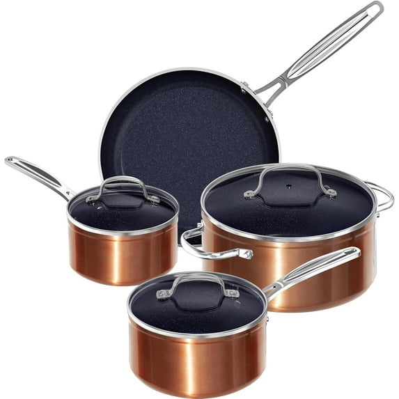9pc Cookware Set Healthy Duralon Blue Ceramic Nonstick Coated Diamond ...