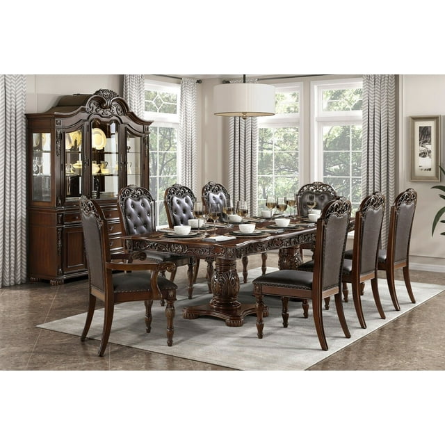 9pc Formal Dining Set Elegant Dining Table Arm Chairs Side Chairs ...