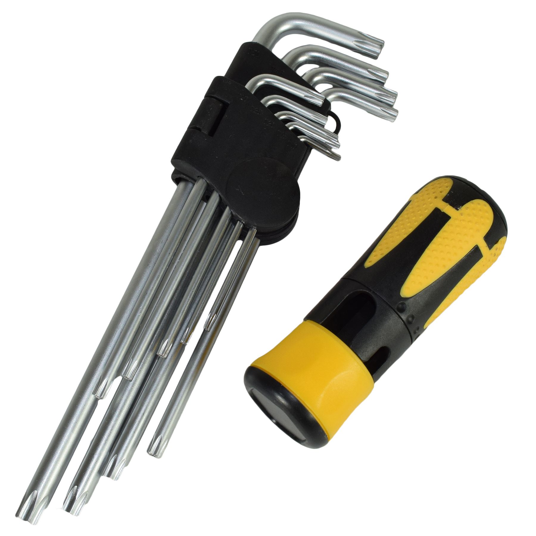 9pc Security Star Torx Tamper Keys Handle T10 - T50 L-Type Bits Set ...