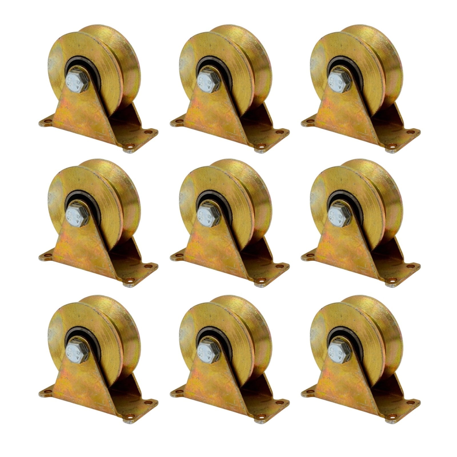 9pcs 1.5in V-Groove Wheel Sliding Gate Casters Heavy Duty Rigid Roller ...