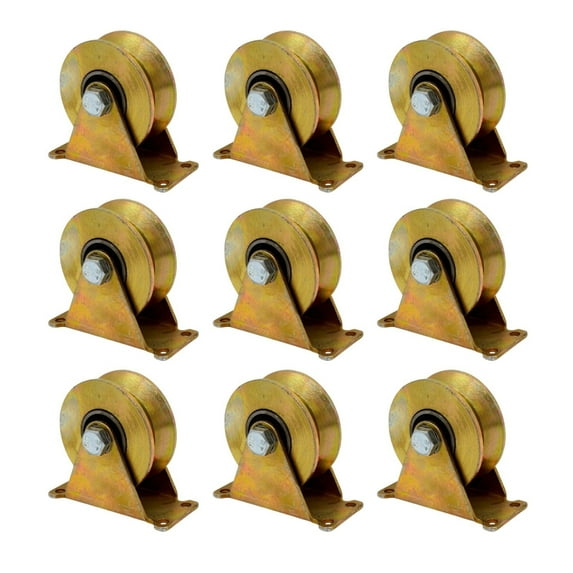 9pcs 1.5in V-Groove Wheel Sliding Gate Casters Heavy Duty Rigid Roller ...