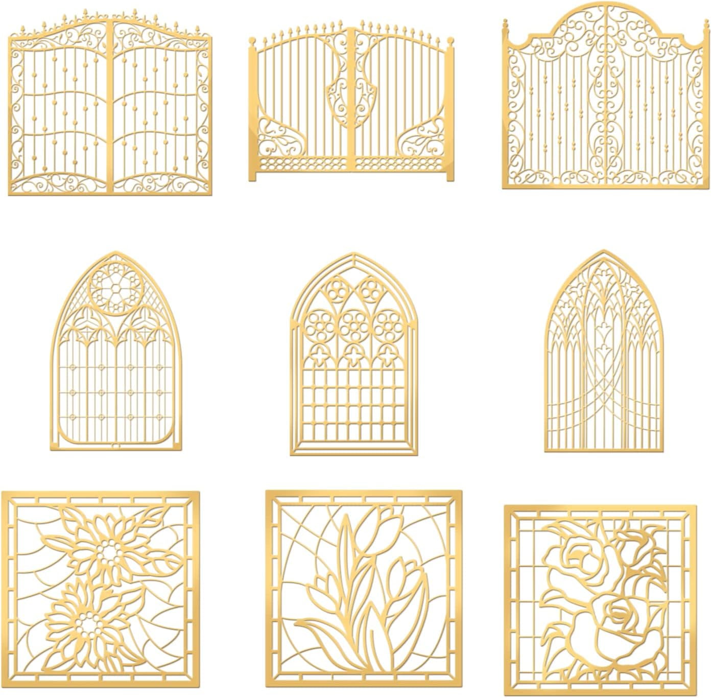 9pcs 1.6"x1.6" Window Door Pattern Stickers Glass Painting Theme ...