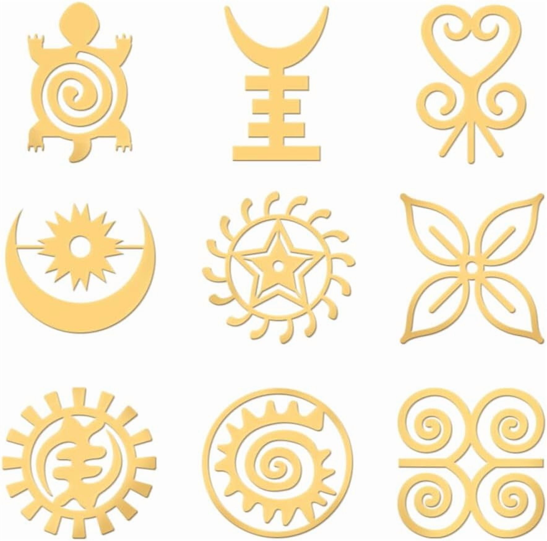 9pcs 1.6x1.6 Inch Adinkra Stickers African Symbols Self Adhesive Gold ...