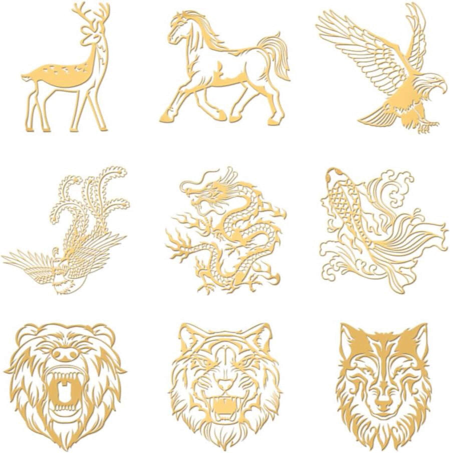 9pcs 1.6x1.6 Inch Animal Theme Stickers Oriental Dragon Stickers Self ...