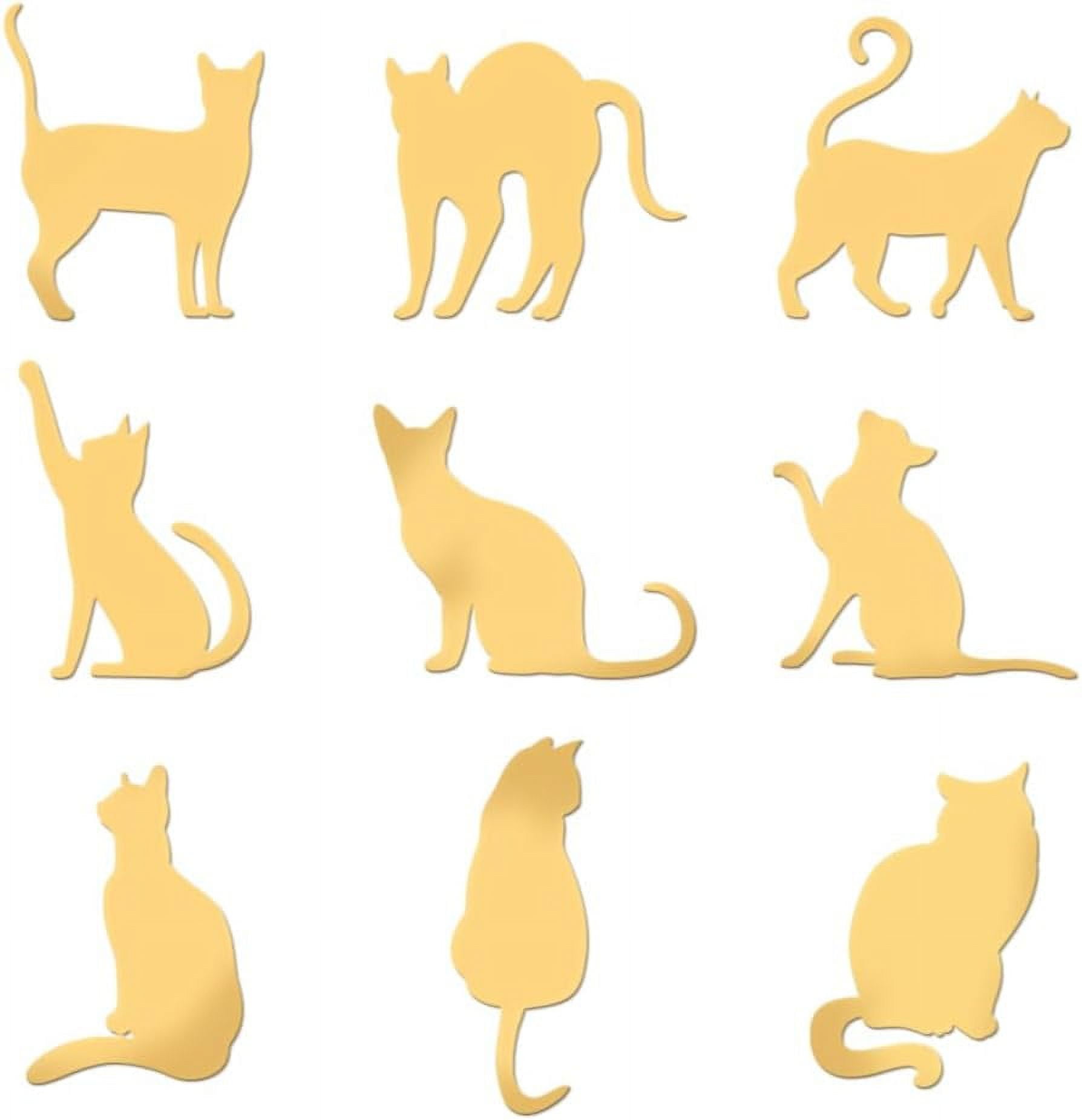 9pcs 1.6x1.6 Inch Cat Shape Metal Stickers - Different Cat Pattern Self ...