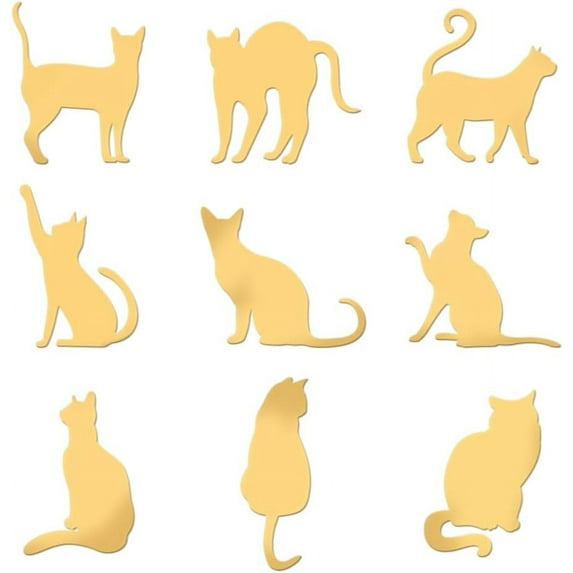 9pcs 1.6x1.6 Inch Cat Shape Metal Stickers - Different Cat Pattern Self ...